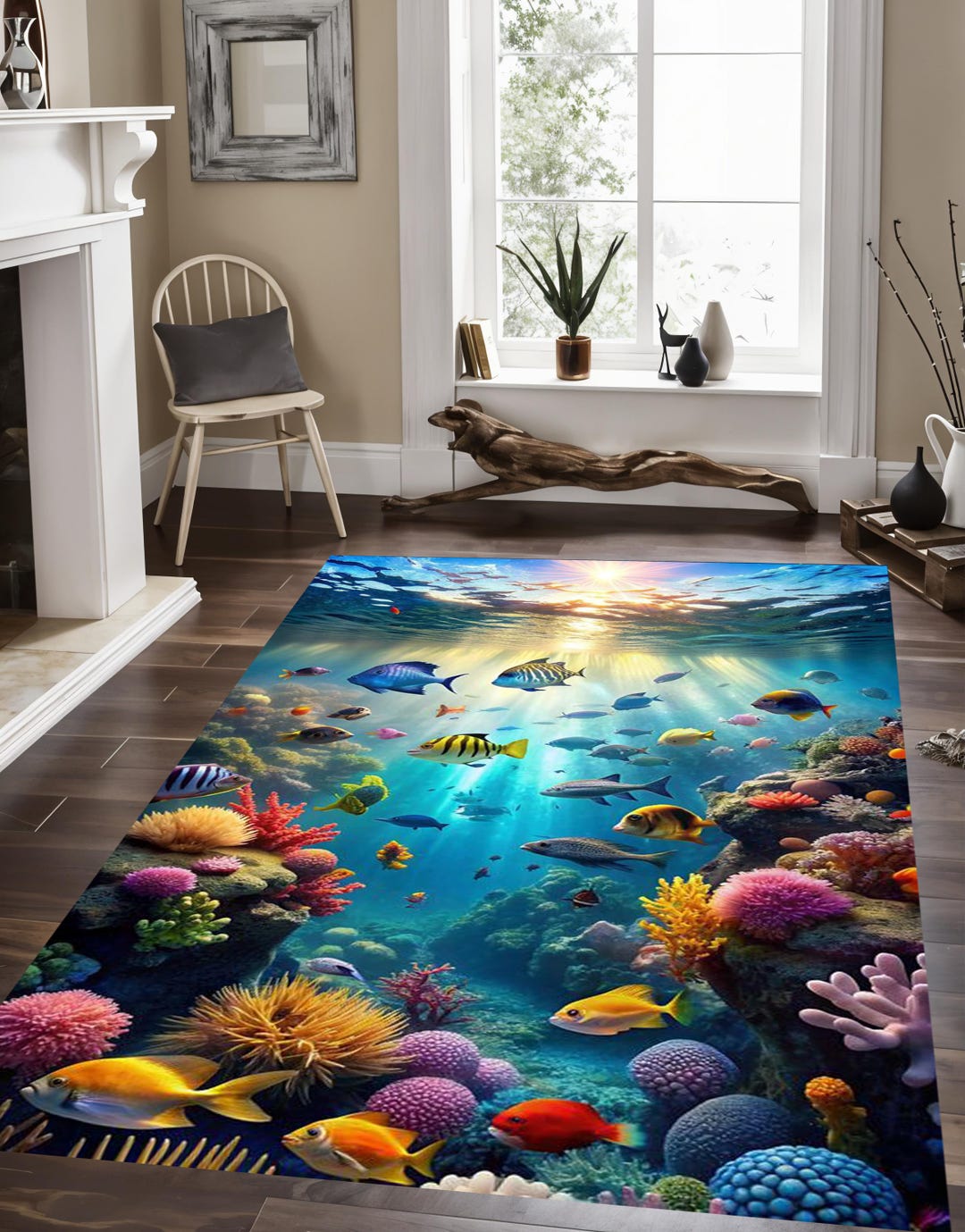 Fishs Pattern Rug,fish Rug,sea Themed Rug,ocean Rug,blue Rug,kitchen ...
