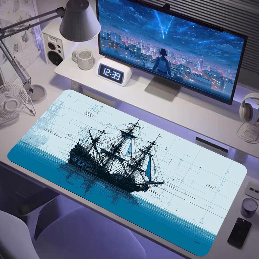 Vintage Sailing Ship Blueprint Mouse Pad Nautical Tall Ship Desk Mat ...