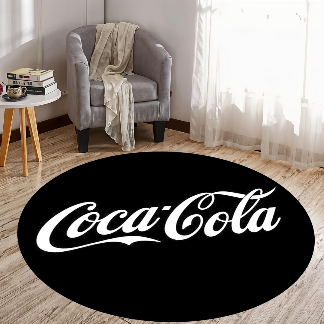 Coca Cola Round Rug: Black & White Pop Art Kitchen Decor - Etsy