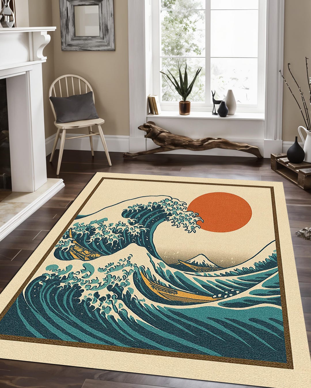 Hokusai Japanese Art, Modern Decor Rug - Etsy