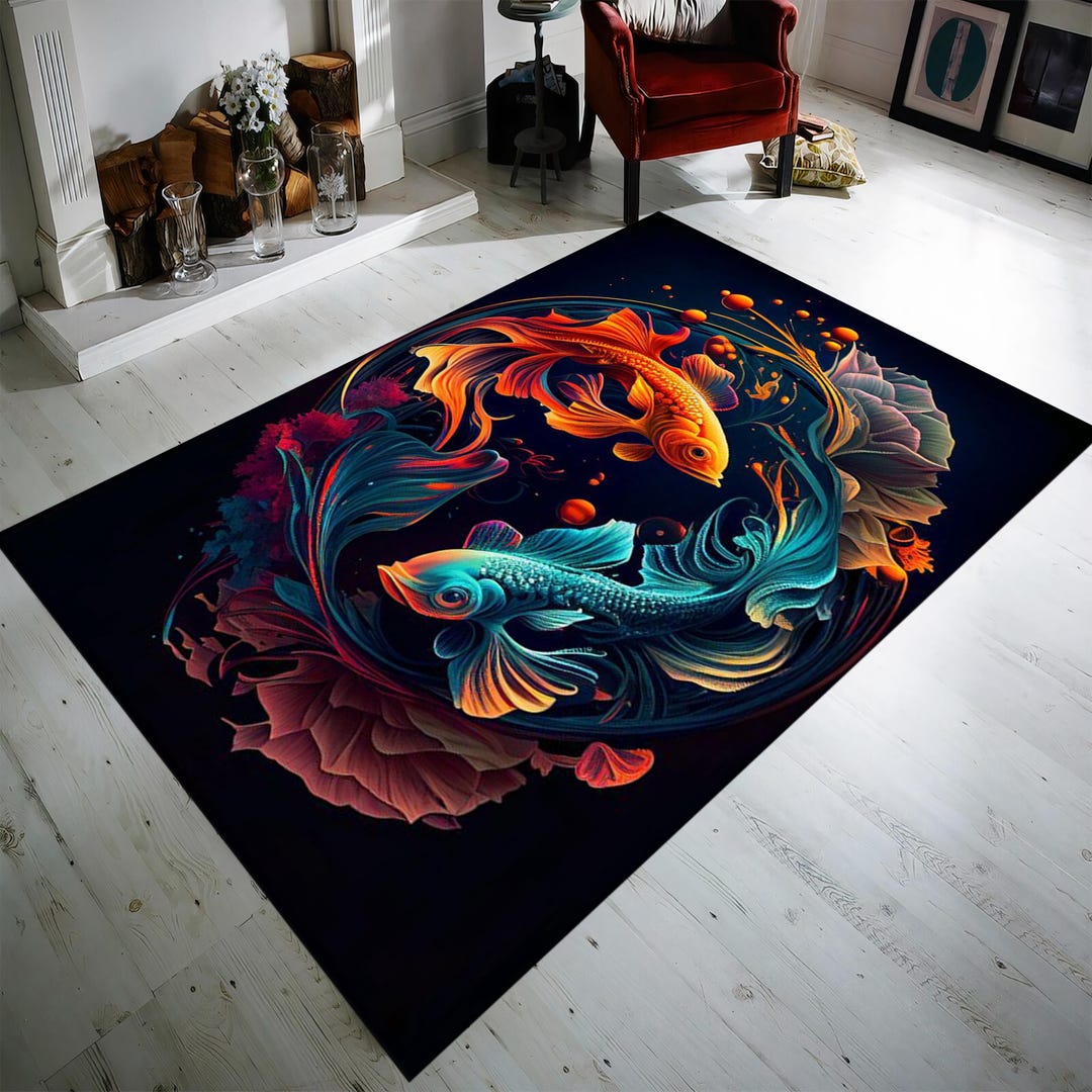 Creative Fishs, Fish Rug, Sea Themed Rug, Ocean Rug, Blue Rug, Kitchen ...