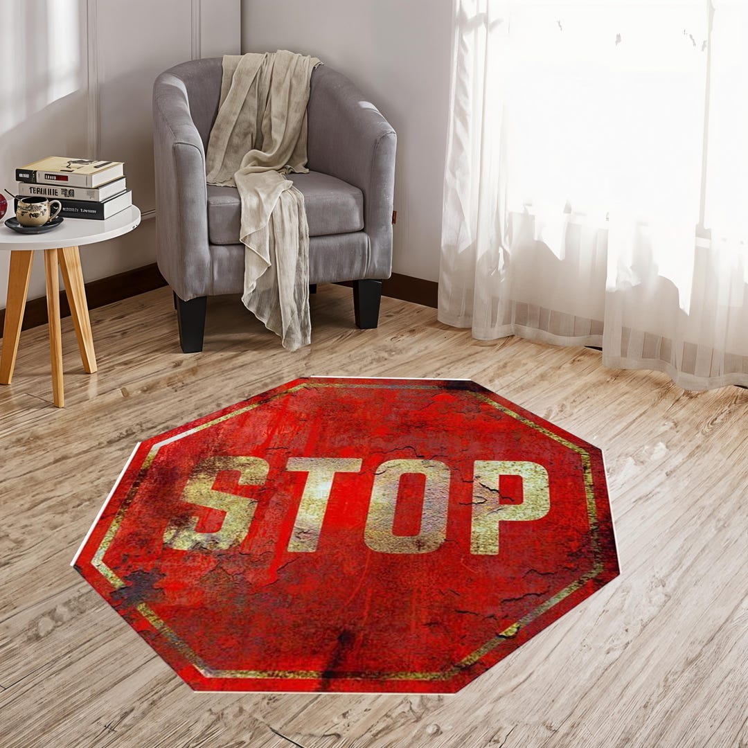 Stop Sign,panel Pattern Rug,stop,funny Rug,amazing Home Decor,funny ...
