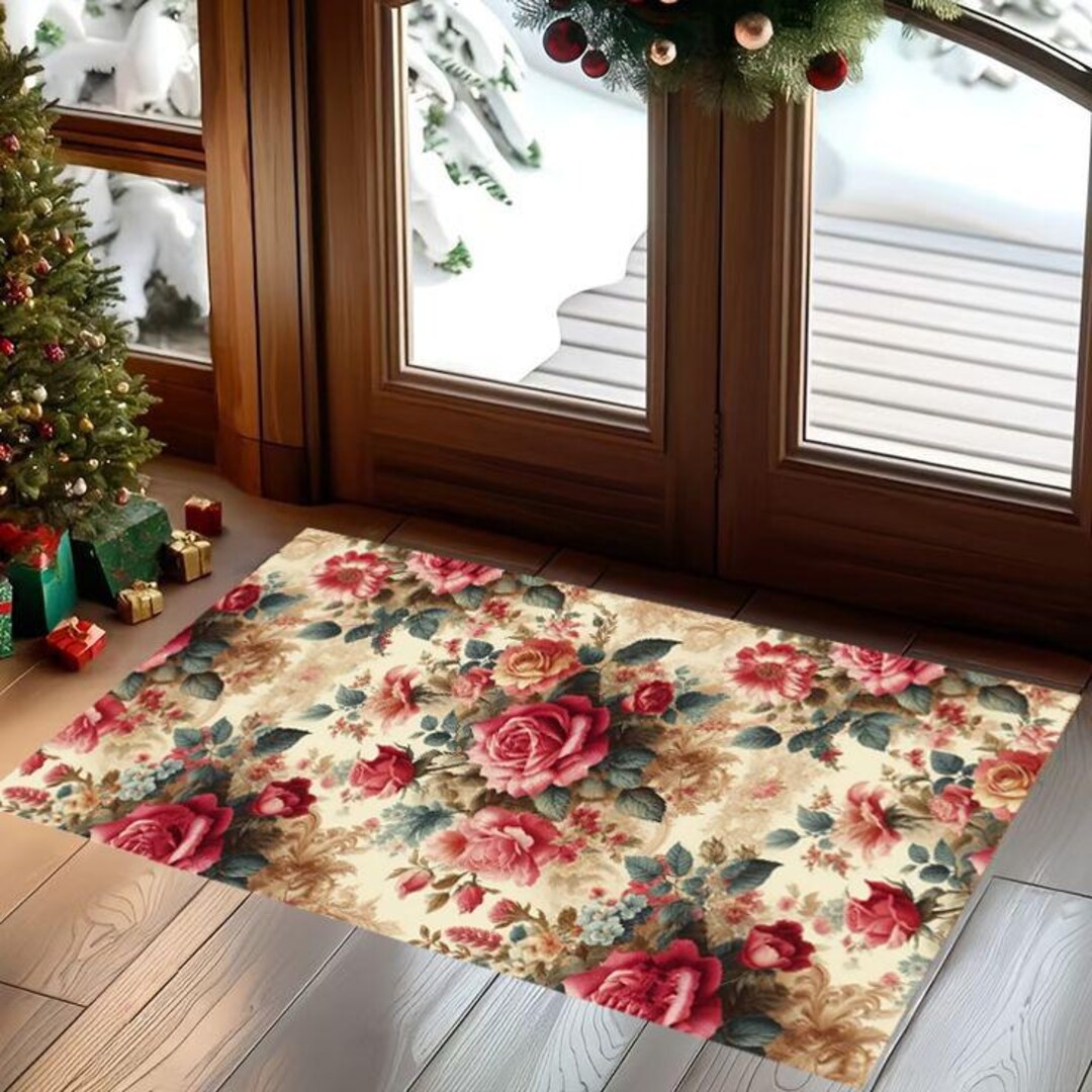 Custom Floral Welcome Mat: Personalized Outdoor Decor - Etsy