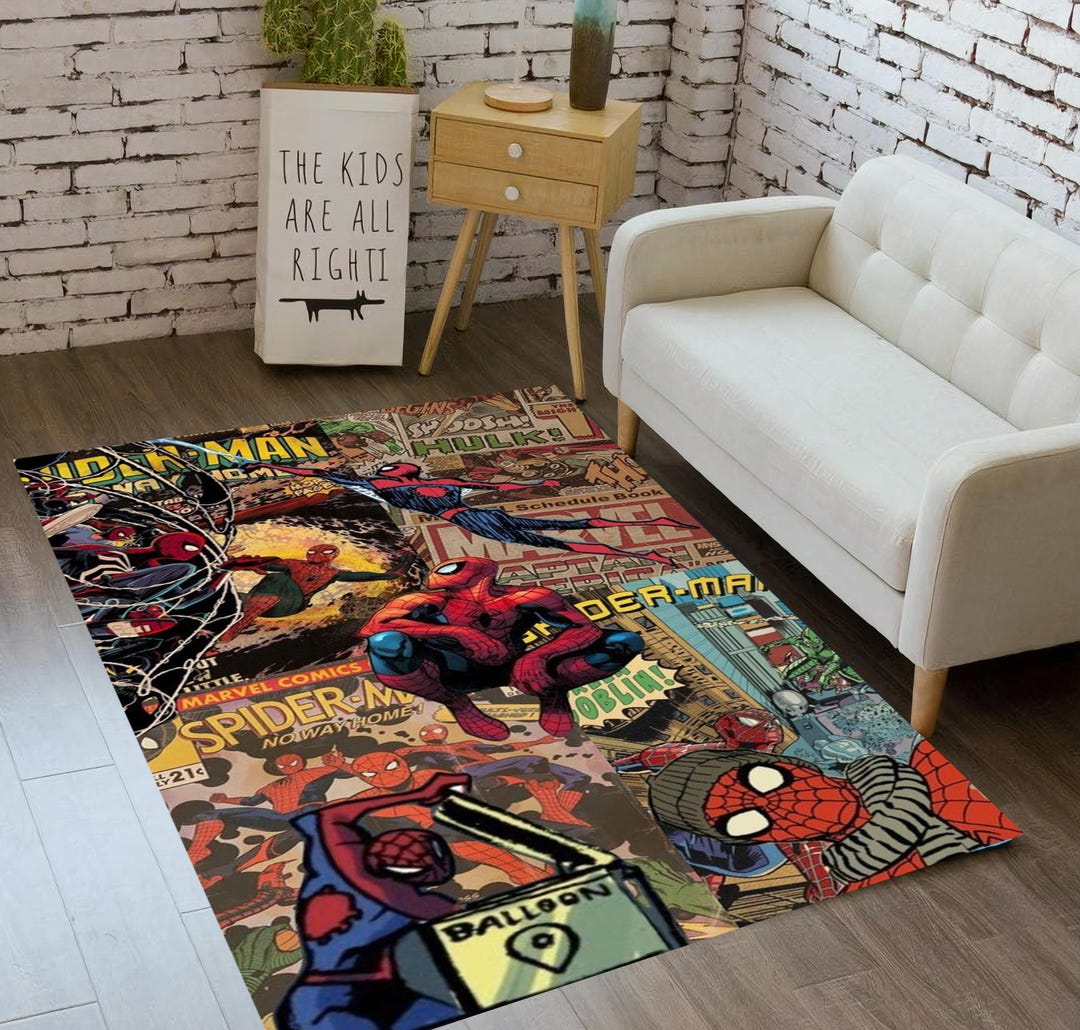 Spider-man Comic Book Rug: Superhero Kidsroom Decor - Etsy