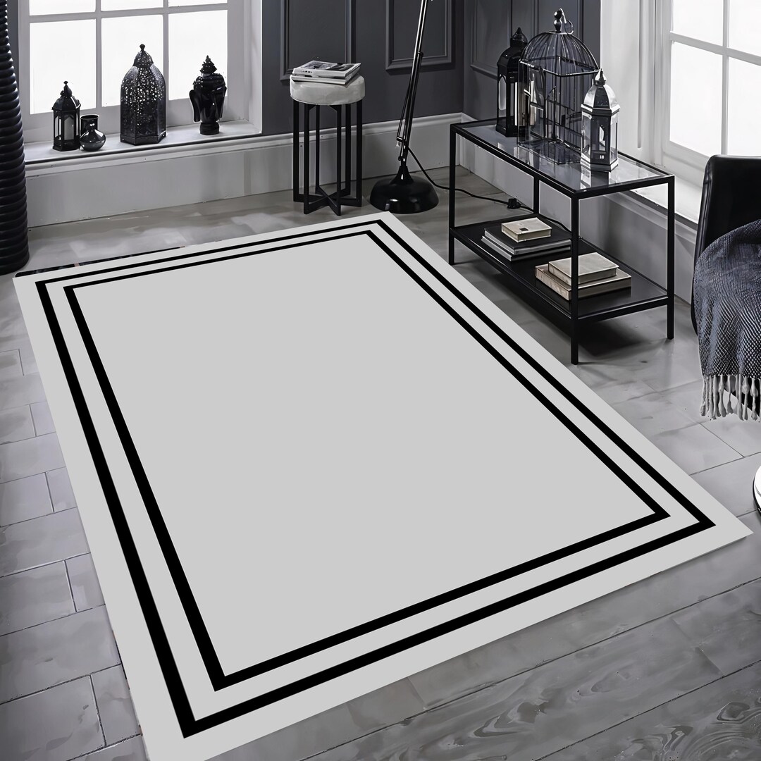 Framed Pattern Rug,striped Rug,cream Color Rug,chic Rug,modern Rug ...