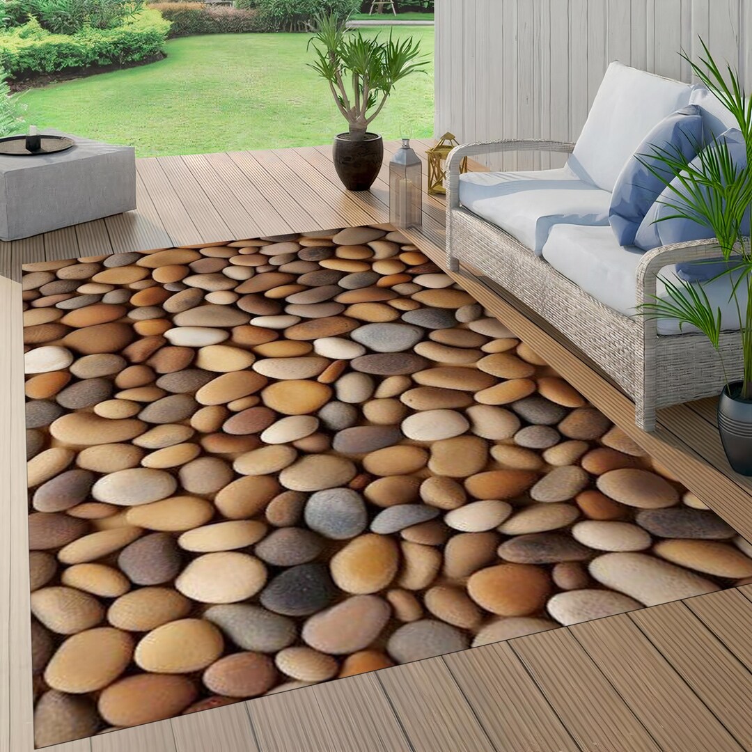 Stone Pattern Rug,winter Garden Rug,natural Decor,outdoor Rug,balcony ...