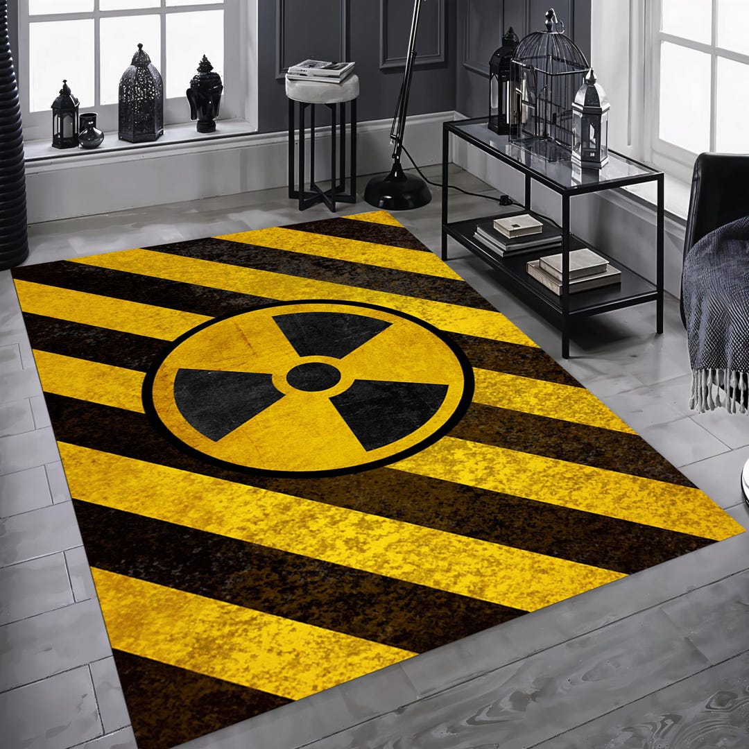 Black and Yellow Hazard Rug: Novelty Home Decor - Etsy