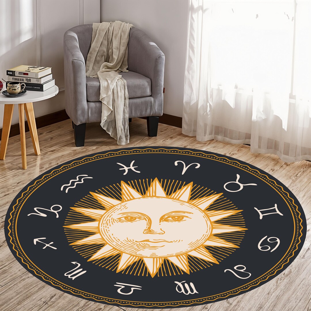 Zodiac Pattern, Zodiac Symbols, Zodiac Signs, Round Rug, Blue Rug, Home ...