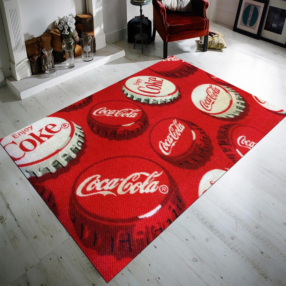 Red Rug, , Red Coca Cola Written, Home Decor, Birthday Gift, Coca Cola ...