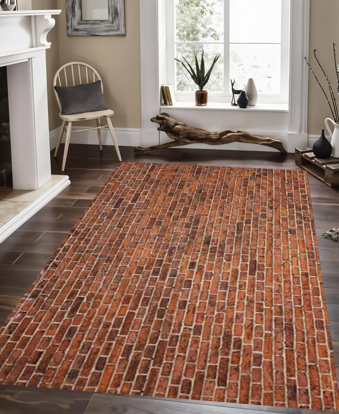 Natural Decor,stone Pattern Rug,brick Pattern Rug,red Rug,art Rug,boho ...