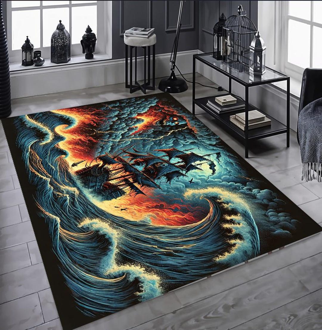 Ocean Wave Area Rug: Ship Pattern Art Rug - Etsy