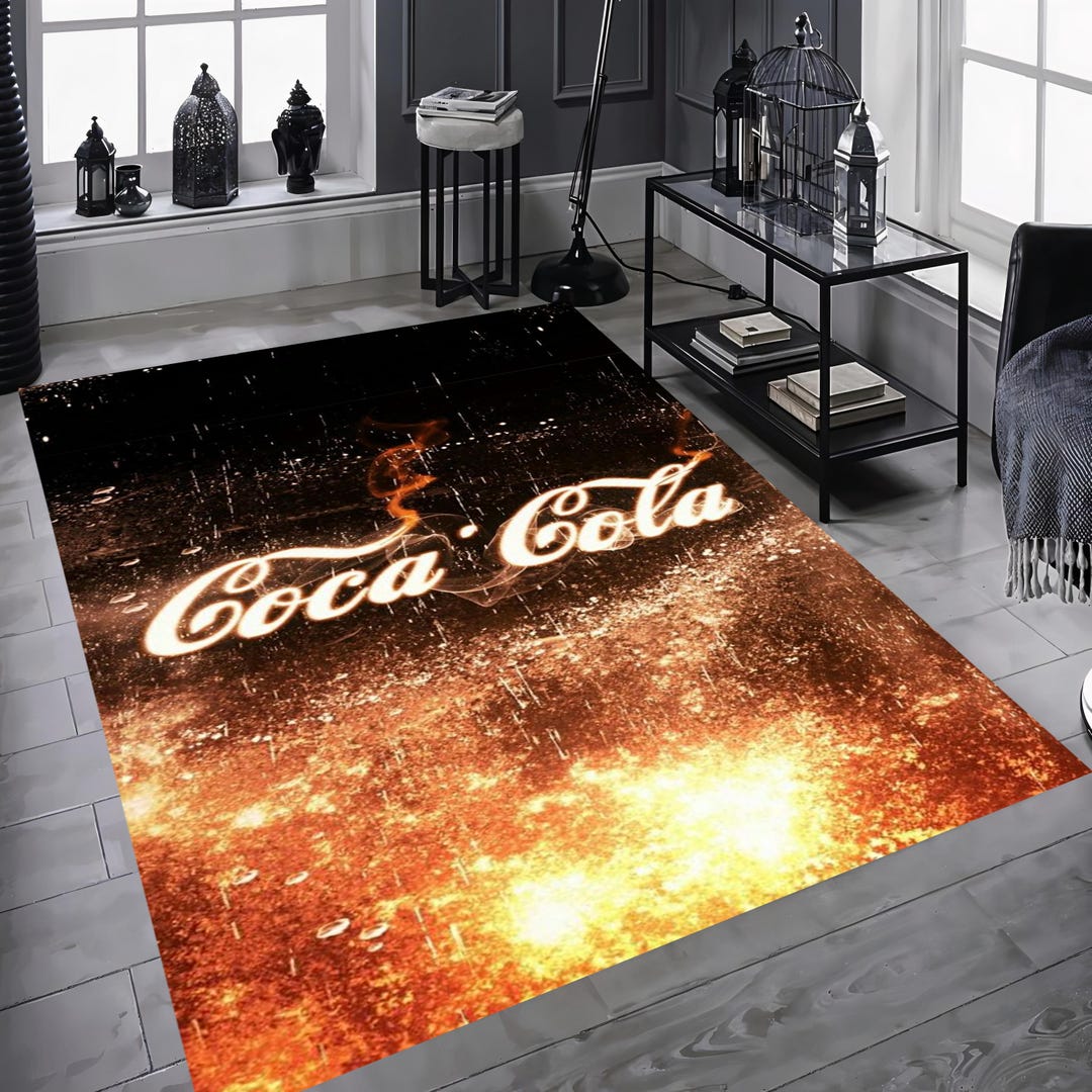 Fire ,coca Cola Rug,coke Rug,coca Cola Text,drink Pattern Rug,ice Coke ...