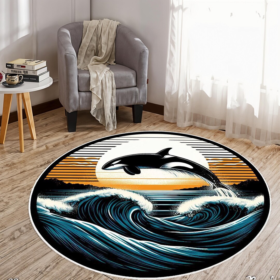 Creative Fish Rug,fish Themed Rug,dolphin Rug,sea Rug,water Rug,round ...