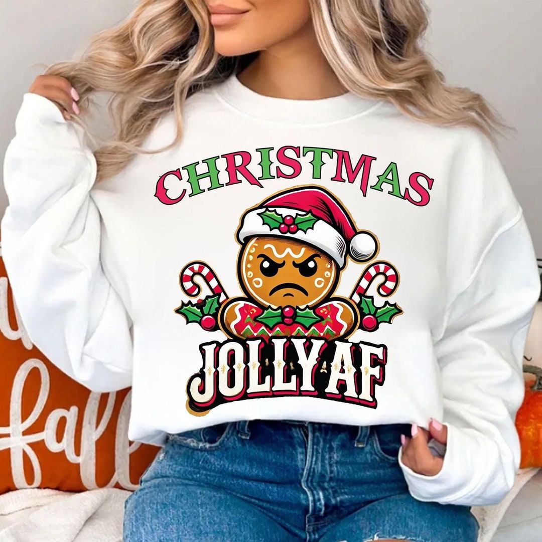 Jolly AF Gingerbread Man PNG Funny Grumpy Christmas Holiday Digital ...