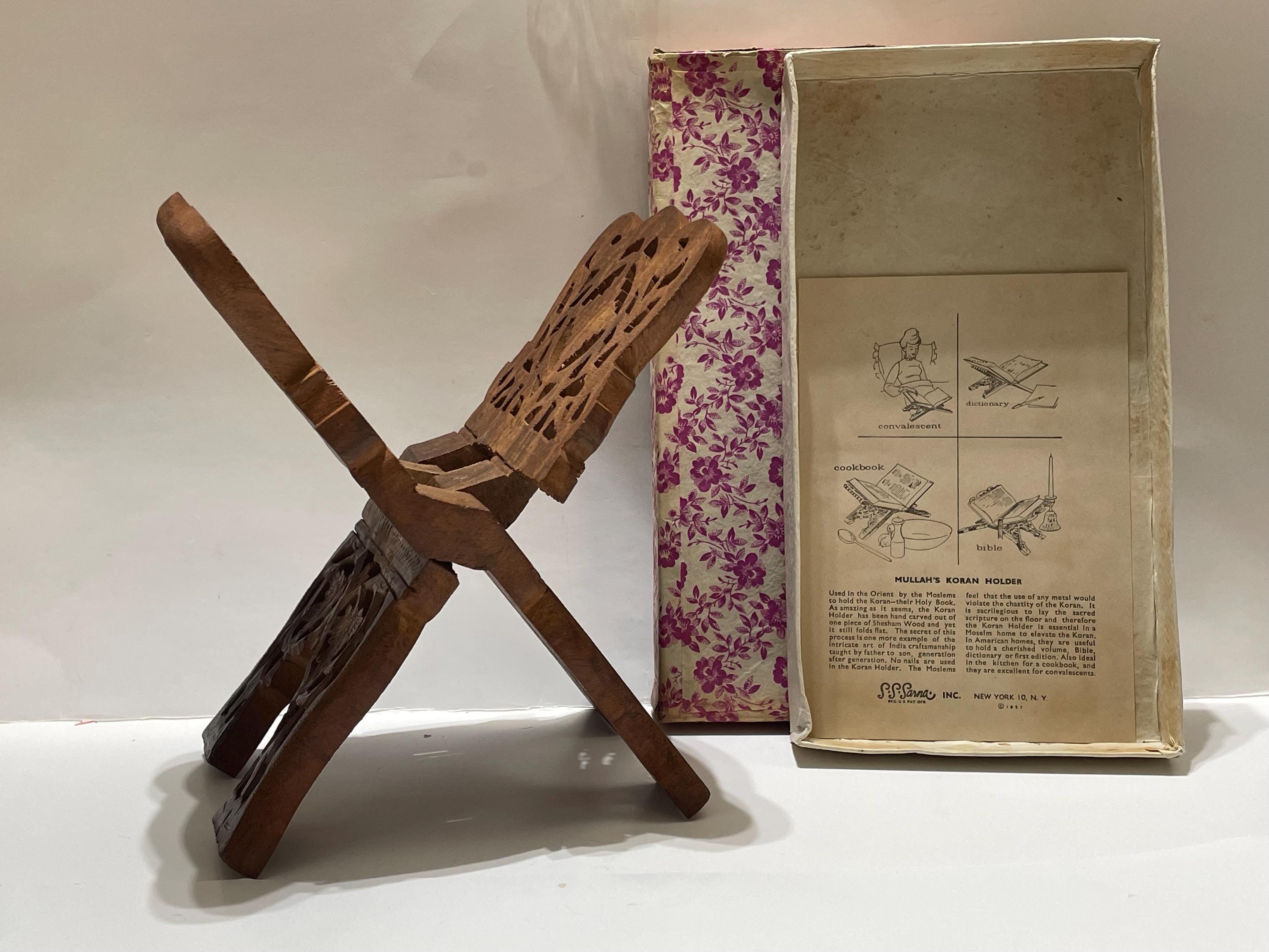 Vintage 1957 Hand-carved Folding Bookstand – S.S. Sarna Mullah’s Book ...