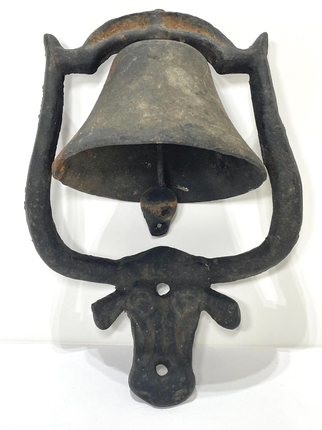 Vintage Cast Iron Wall Bell Working Farmhouse Dinner Bell Rustic Entry ...