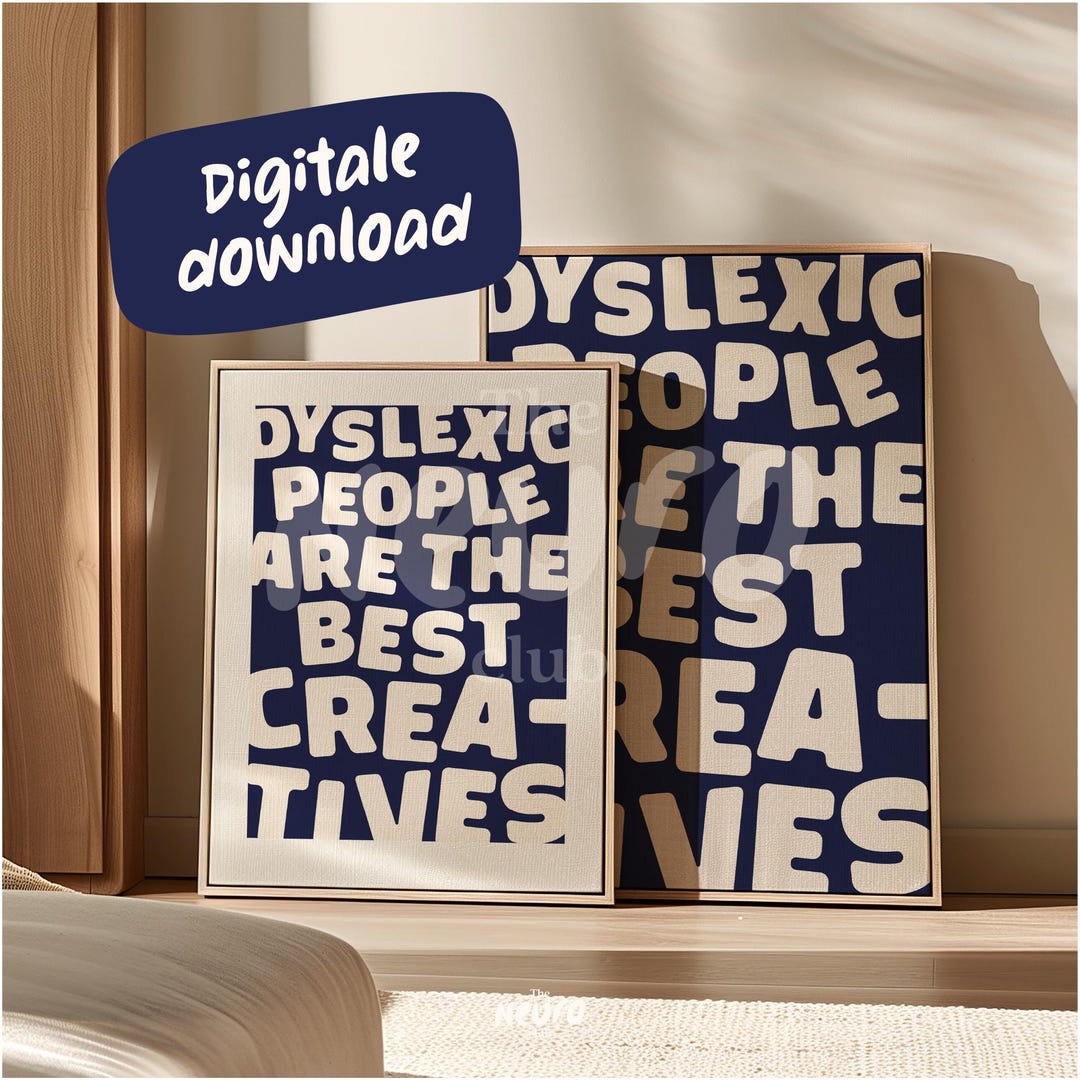Dyslexic Creatives Poster - Dark Blue Inspirational Wall Art ...