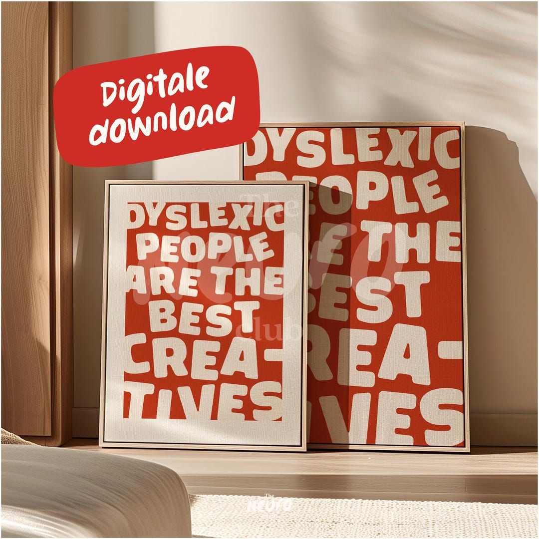 Dyslexic Creatives Poster - Bold Red Wall Art for Creative Thinkers ...