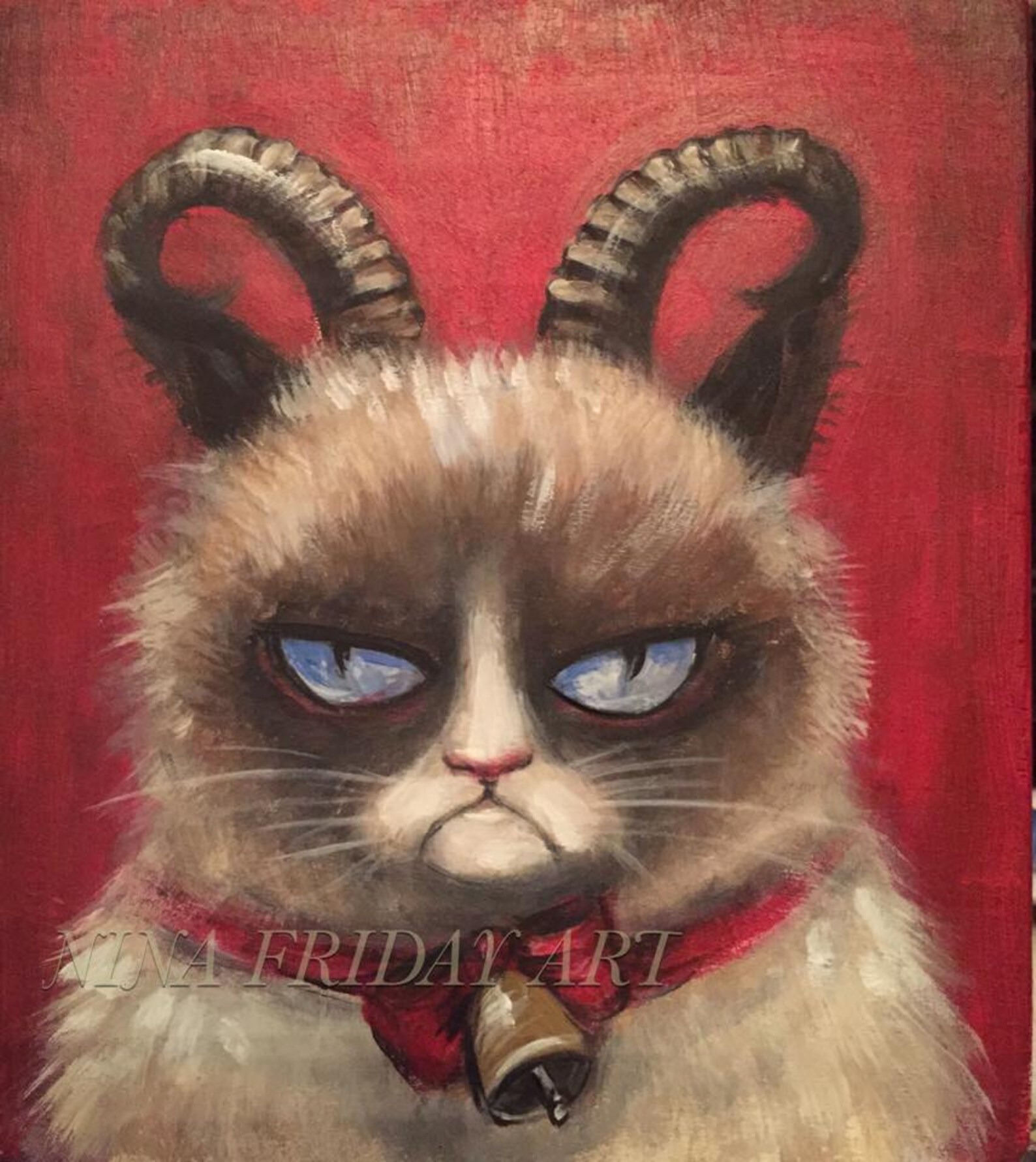 GRUMPUSS Grumpy Cat KRAMPUS Giclee PRINT by Nina Friday | Etsy
