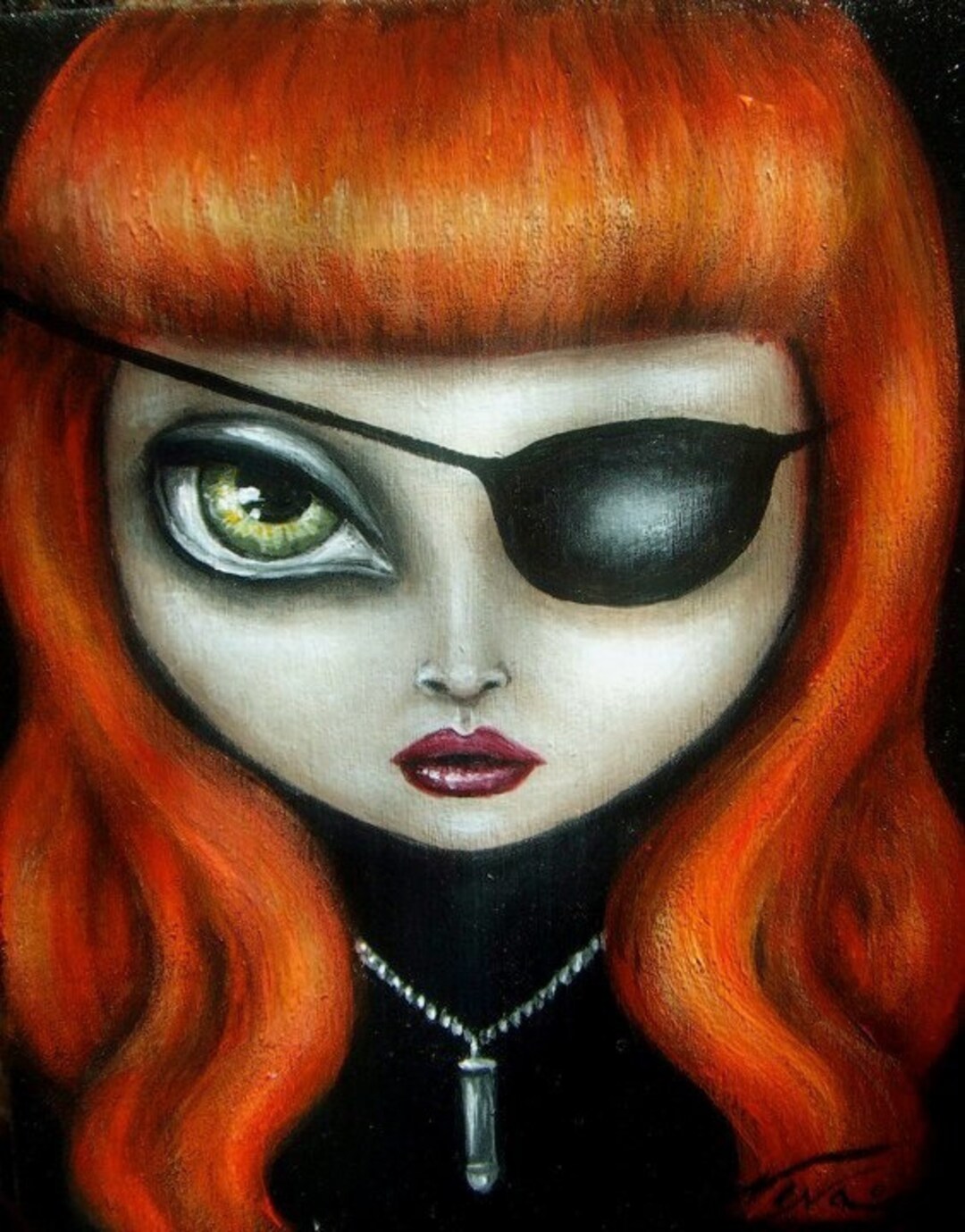 IT'S ON Gothic Steampunk Big Eye Red Head Angry Girl With - Etsy