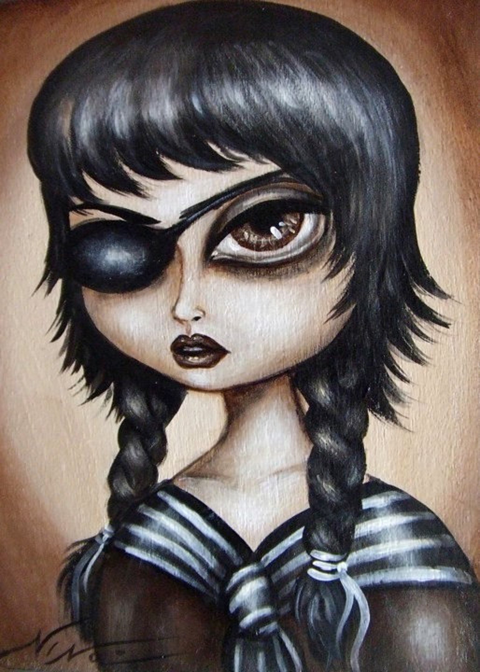 EYE PATCH Big Eye Gothic Pirate School Girl Lowbrow Giclee PRINT by ...
