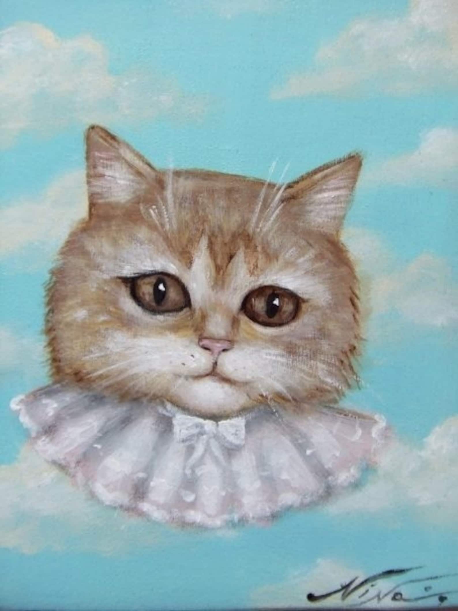 HAPPY KITTY Victorian Sweet Kitty in the Sky With Lace Collar | Etsy