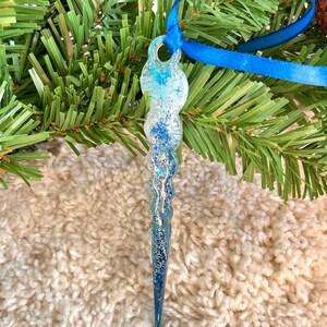 Christmas Set of 9 Sparkling Blue Ornaments Handmade Clear Icy Blue ...