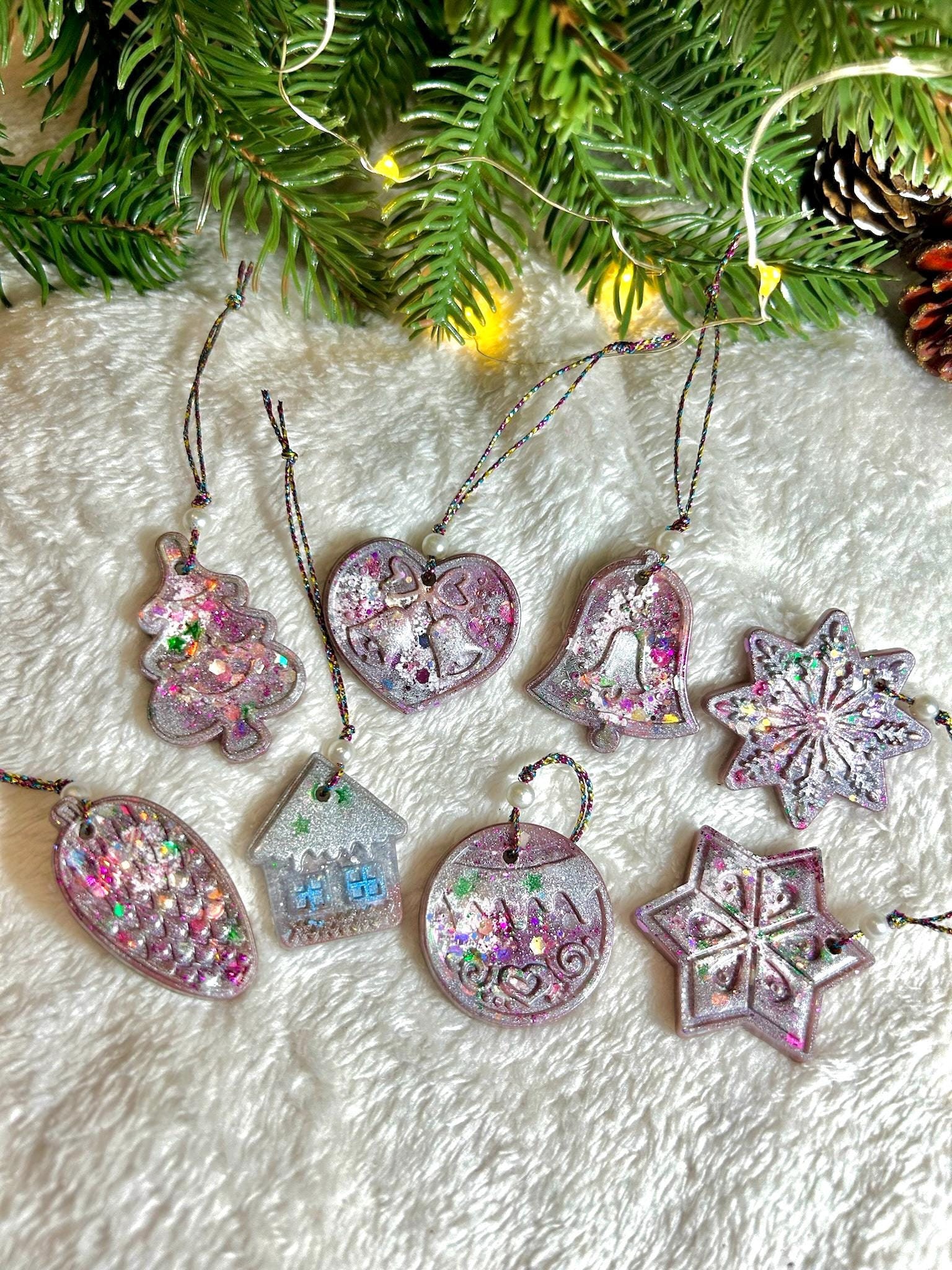 Gift Set of Mini Christmas Ornaments / Wrapped Gift Set / Small ...