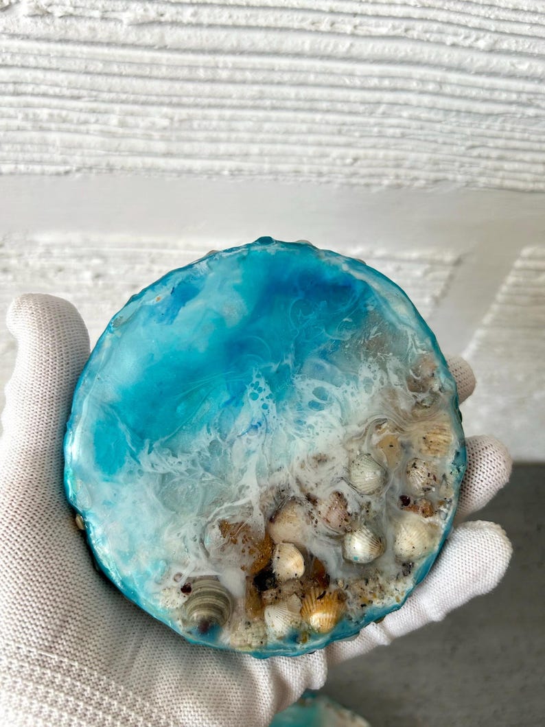 Blue Ocean Waves Room Decor / Epoxy Resin Seashells Decor ...