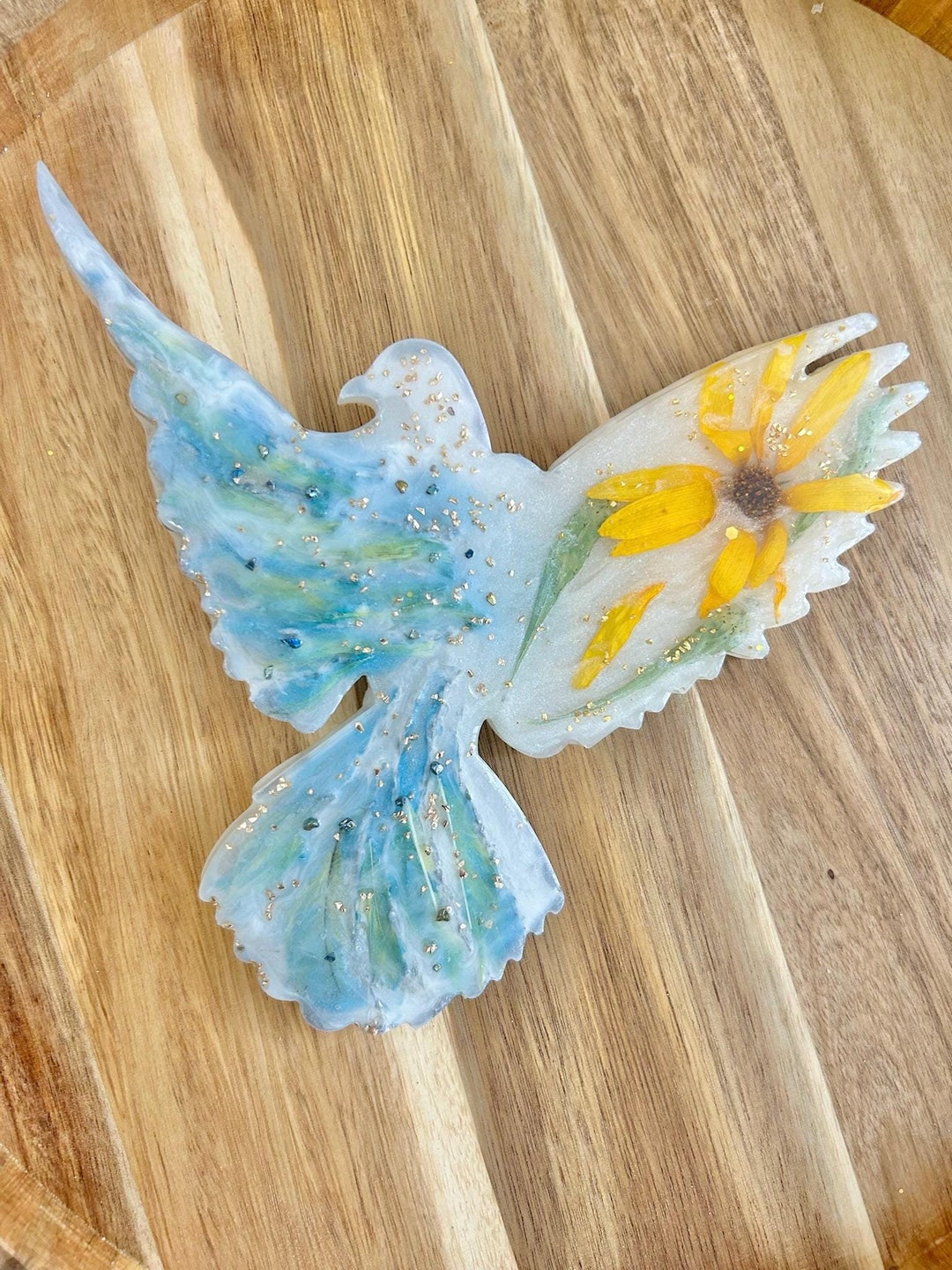 Bird White Turquoise Dove Wall Decor / Epoxy Resin Decor / Housewarming ...