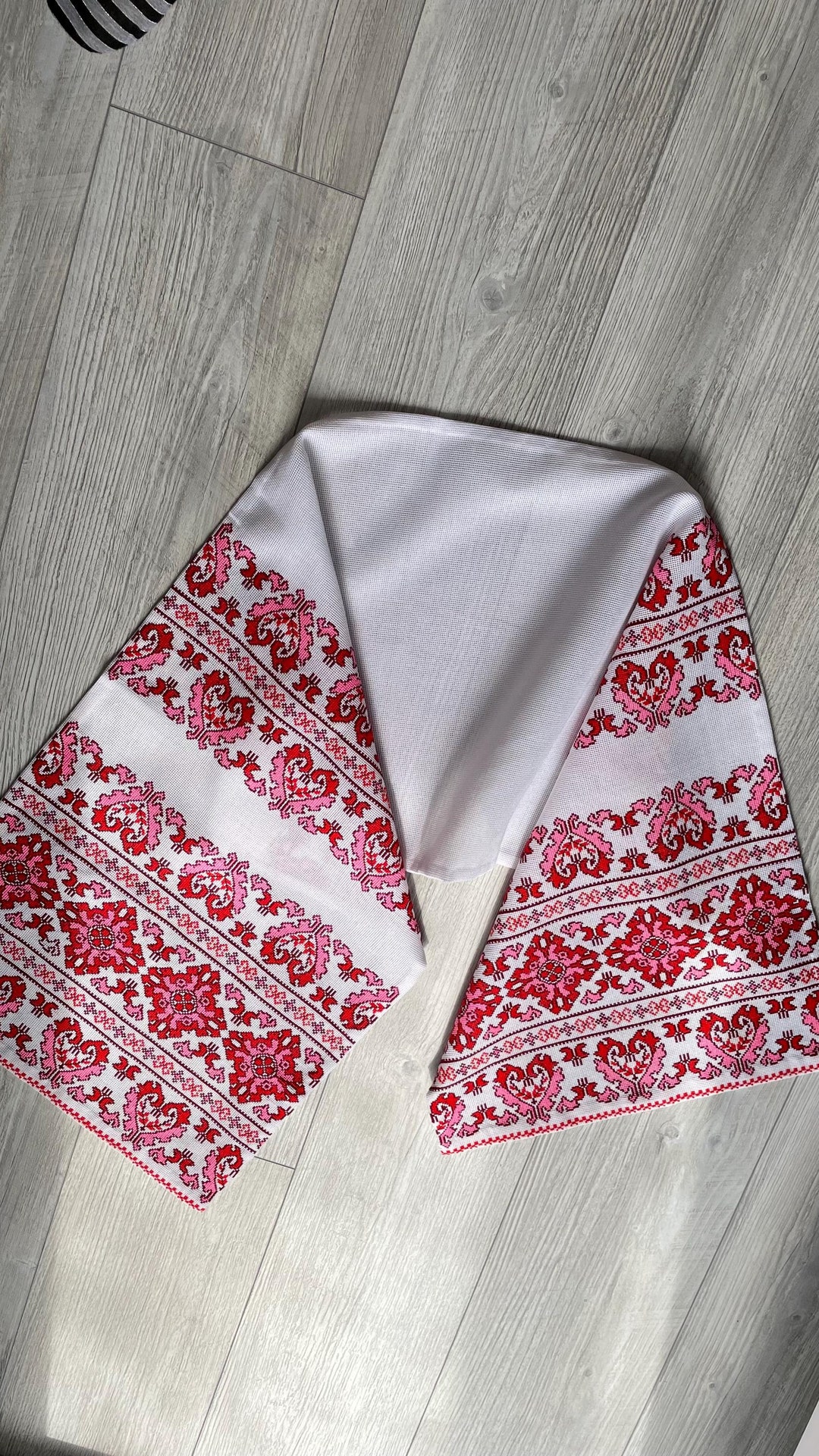 Rushnyk Handmade Ukrainian Table Runner Cloth Original Embroidered Red ...