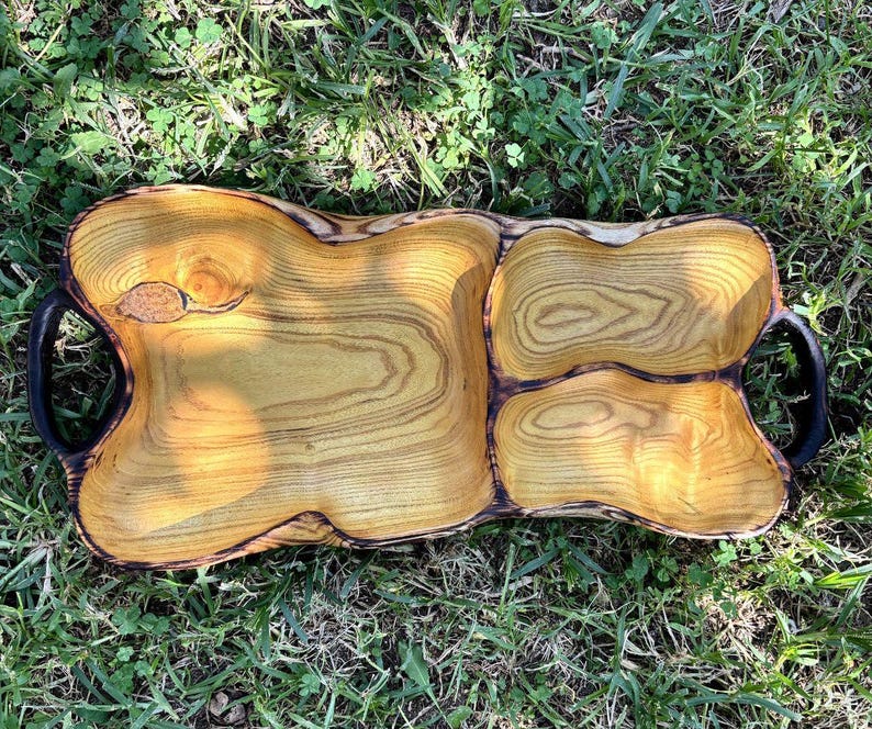 Handcrafted Wood Tray Olive Wood Serving Platter Rustic Charcuterie ...