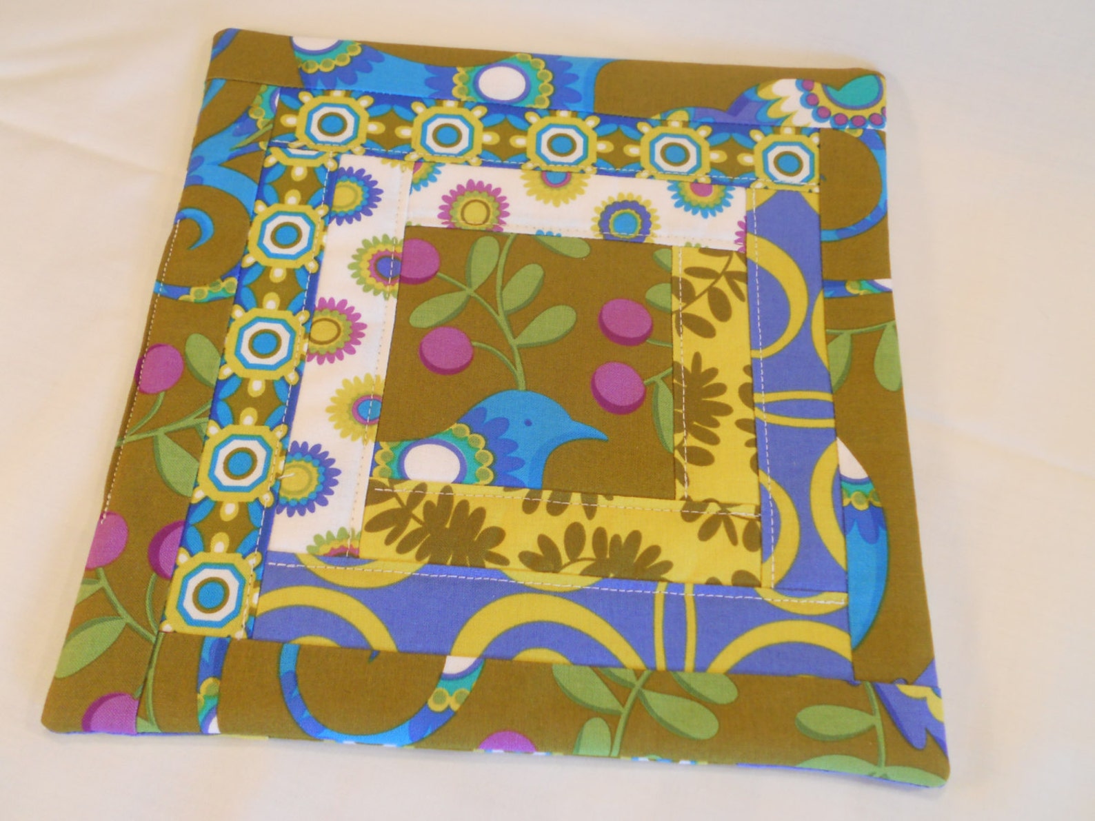 Quilted Hot Pad / Table Topper in pretty Bird by - Etsy