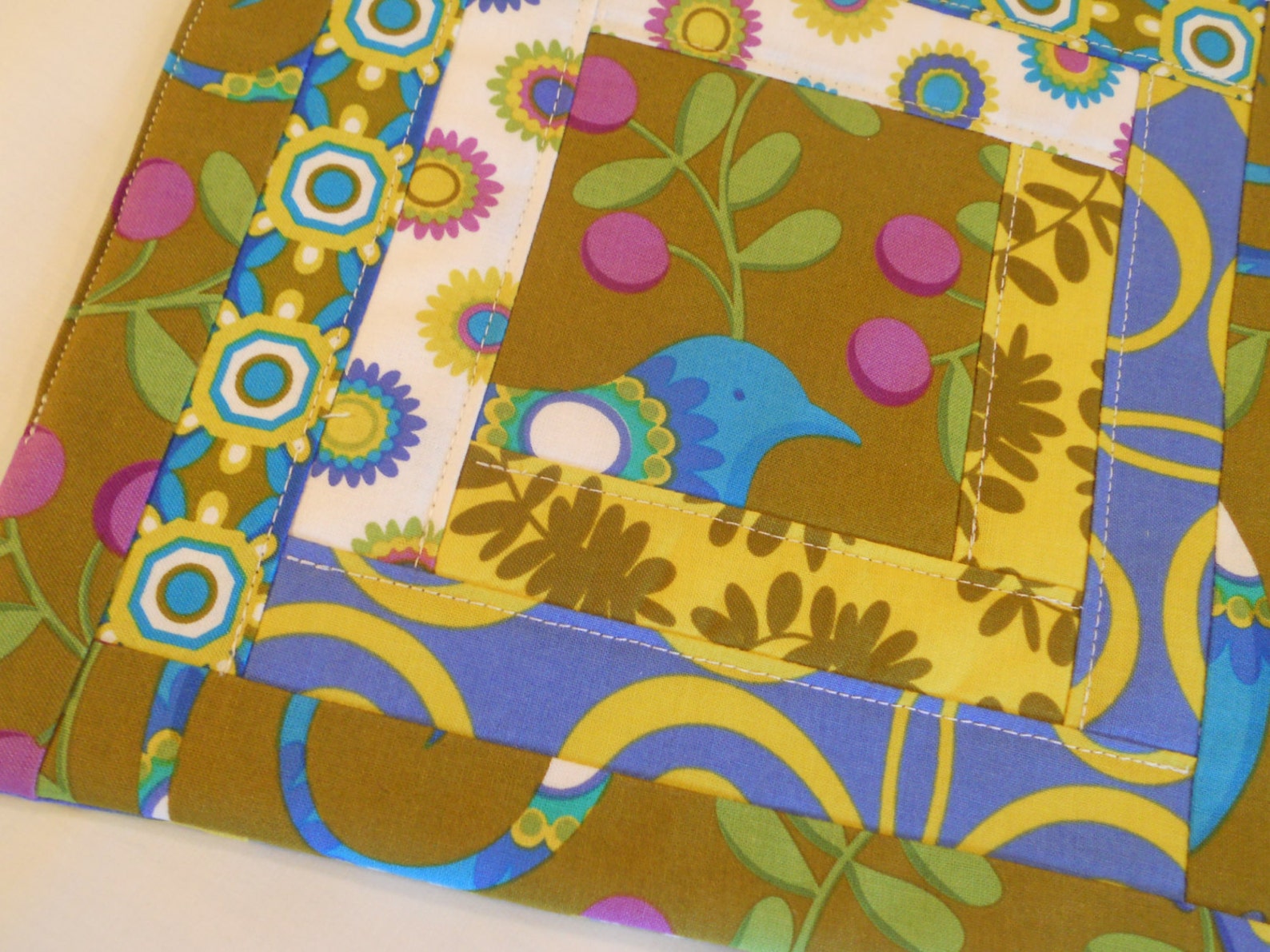 Quilted Hot Pad / Table Topper in pretty Bird by - Etsy