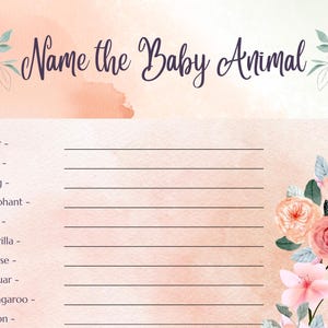 Baby Animal Baby Shower Game - Etsy
