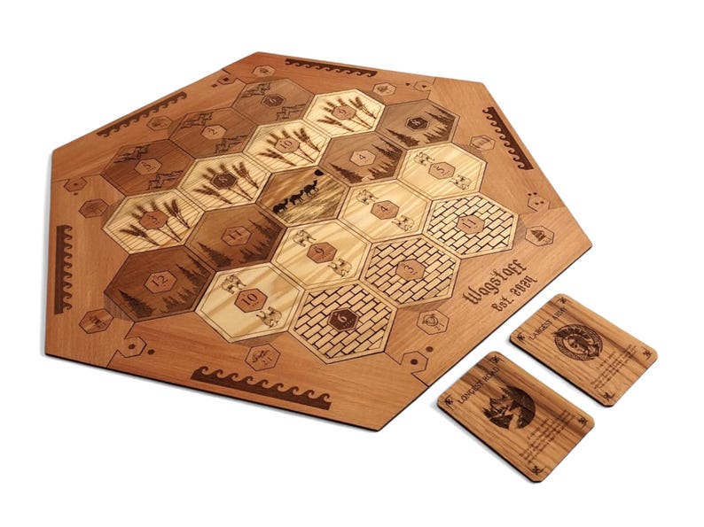 Handcrafted Wooden Catan-inspired Game Board | 2-4 Player ...