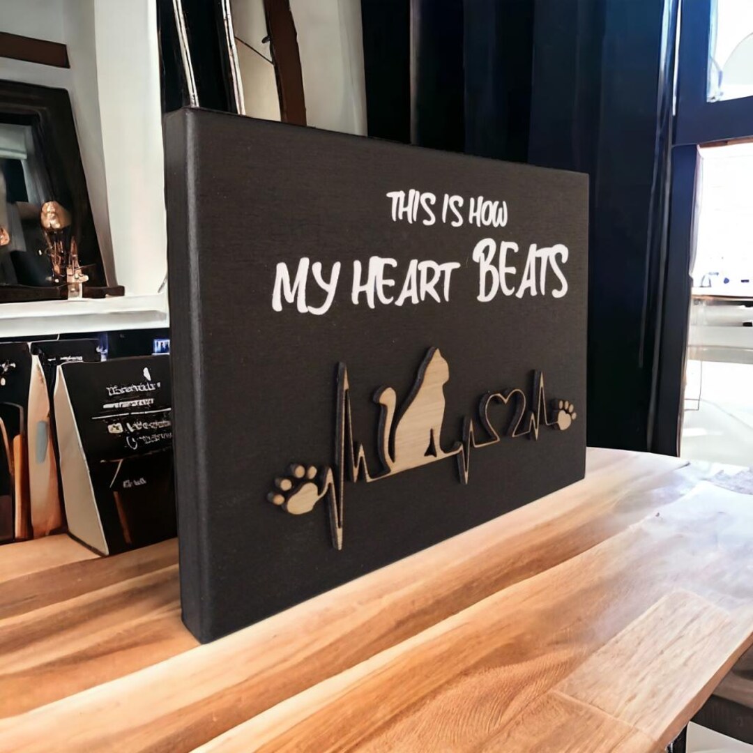 Handmade Wooden Cat Sign: Laser-cut Beech Plywood Wall Decor - Etsy