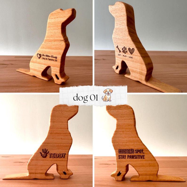 Personalized Wooden Dog Door Stopper: Engraved Pet Lover Gift - Custom ...