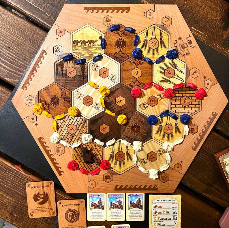 Handcrafted Wooden Catan-inspired Game Board | 2-4 Player | Free ...