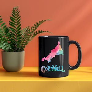 Geography Themed Mug Custom Travel Gift Hand Drawn Cornwall Mug ...