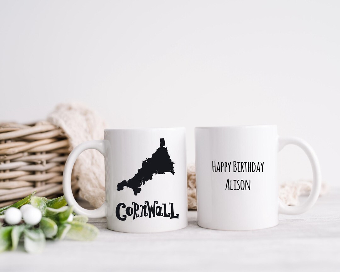 Personalised Cornwall Map Mug Hand-drawn Design With Custom Message - Etsy