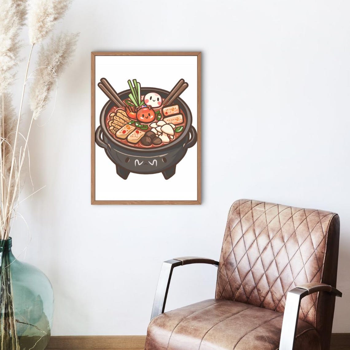 Cute Spicy Hot Pot, Kawaii Cartoon for Home Decor, Nursery Print, Cafe ...