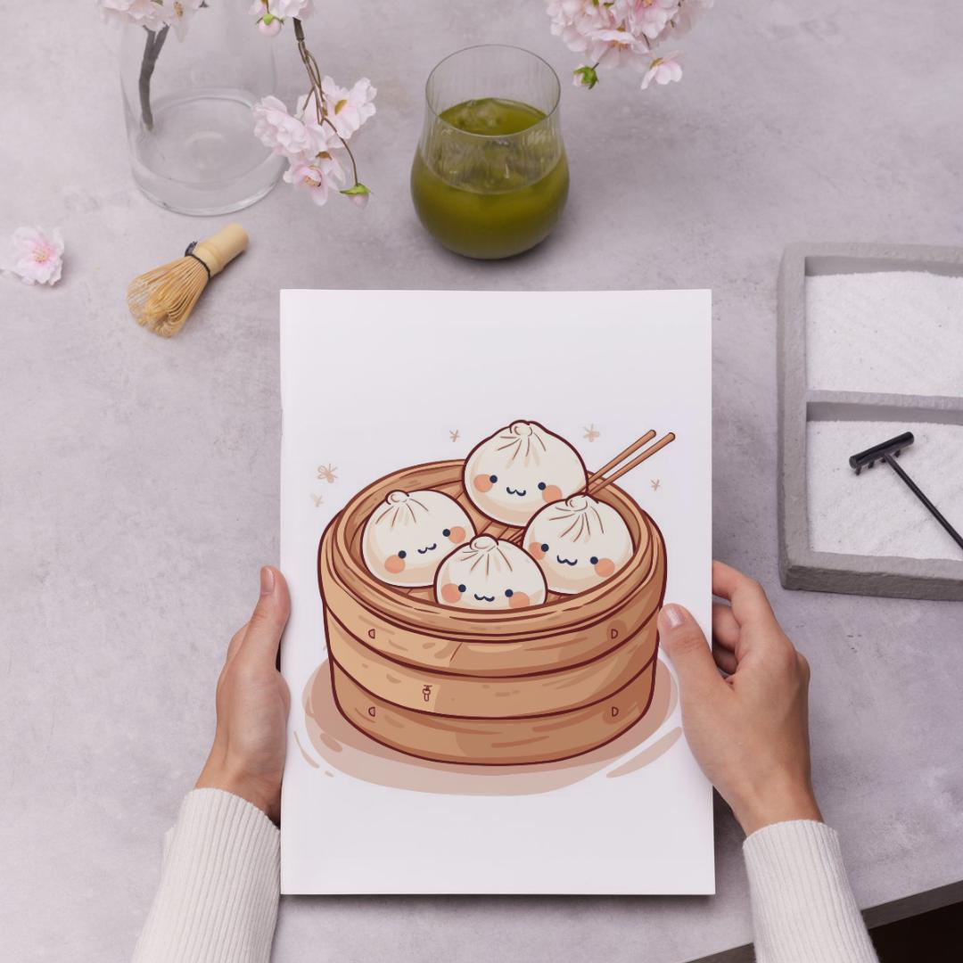 Cute Soup Dumplings Dim Sum, Kawaii Cartoon for Home Decor, Nursery ...