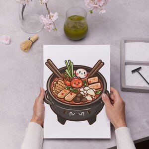 Cute Spicy Hot Pot, Kawaii Cartoon for Home Decor, Nursery Print, Cafe ...