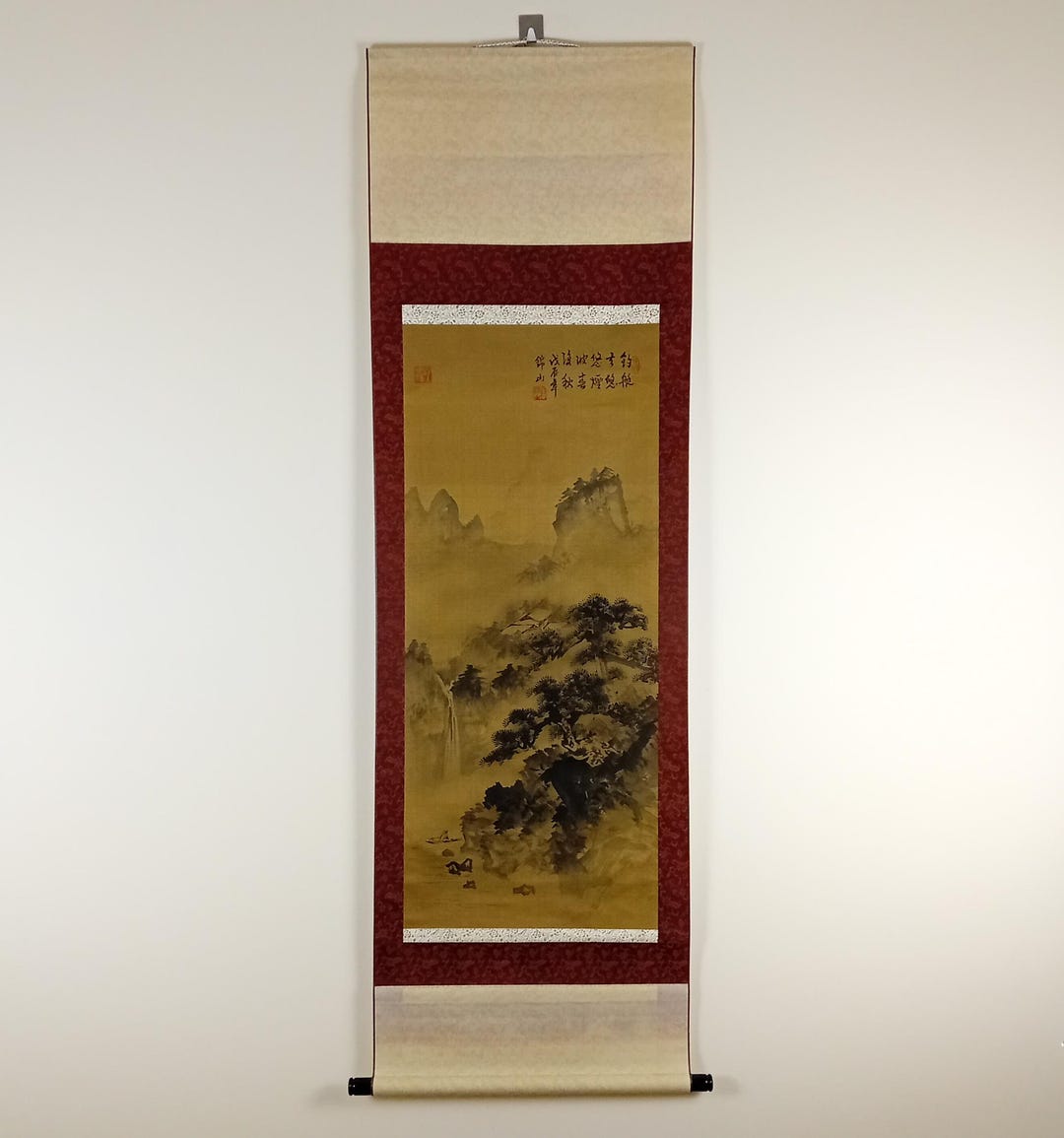 Vintage Japanese Scroll, 20th Century Second Half, Original Ink on Silk ...