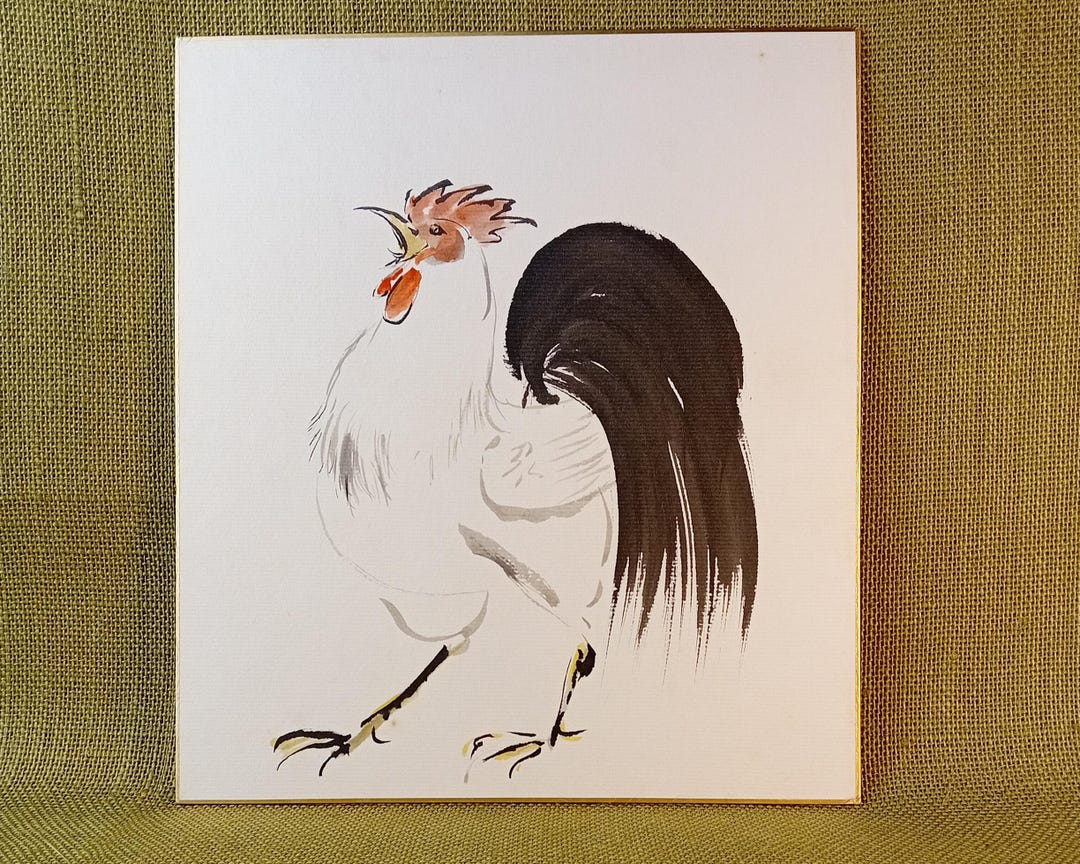 Vintage Sumi-e on Shikishi, Original Ink Painting, Japanese Minimalism ...