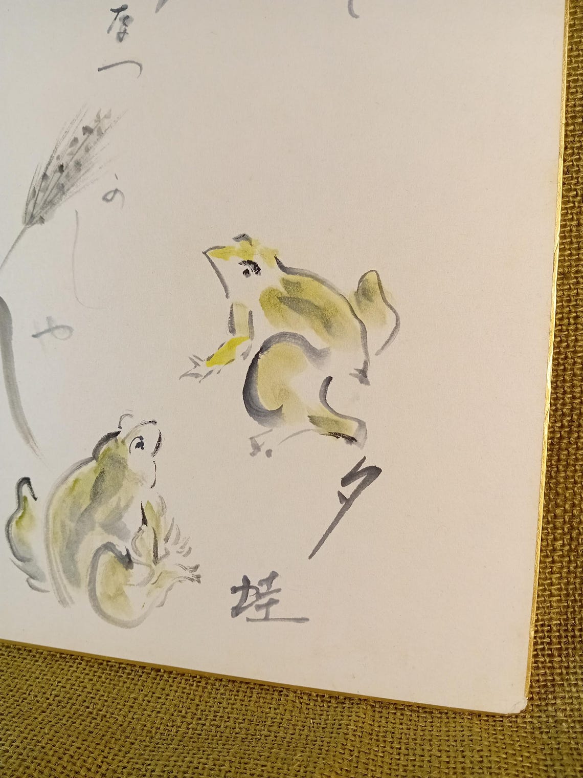 Vintage Sumi-e on Shikishi, Original Ink Painting, Japanese Minimalism ...