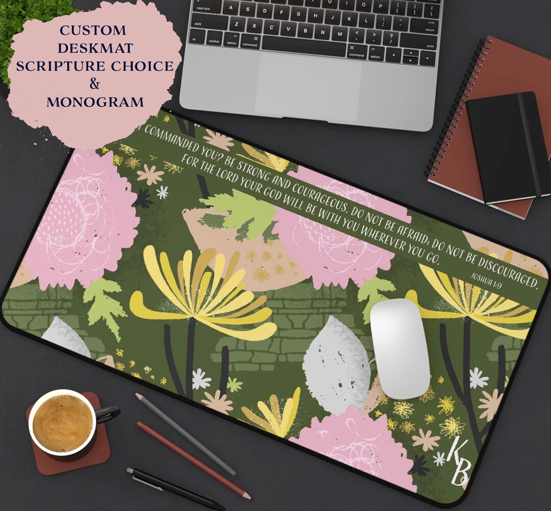 Scripture Desk Mat, Elegant Office Decor, Personalized Workstation ...