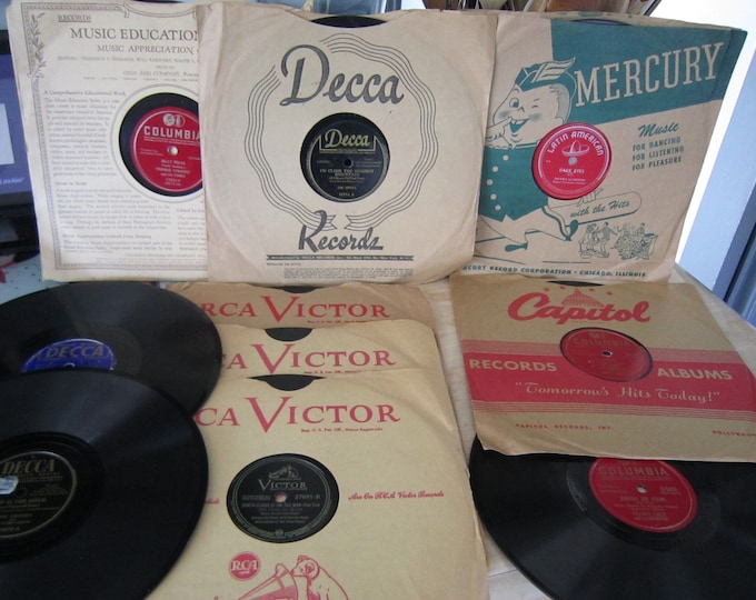Lot of 12 78 RPM 10 Records in Sleeves Random 20's-60s Jazz Big Band ...