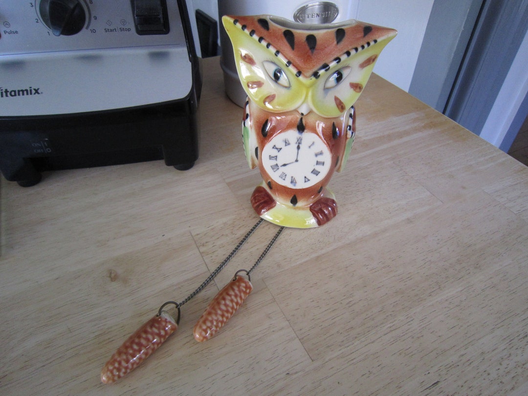 Japan Owl Wall Pocket Cuckoo Clock W/weighted Chain Gears Great ...